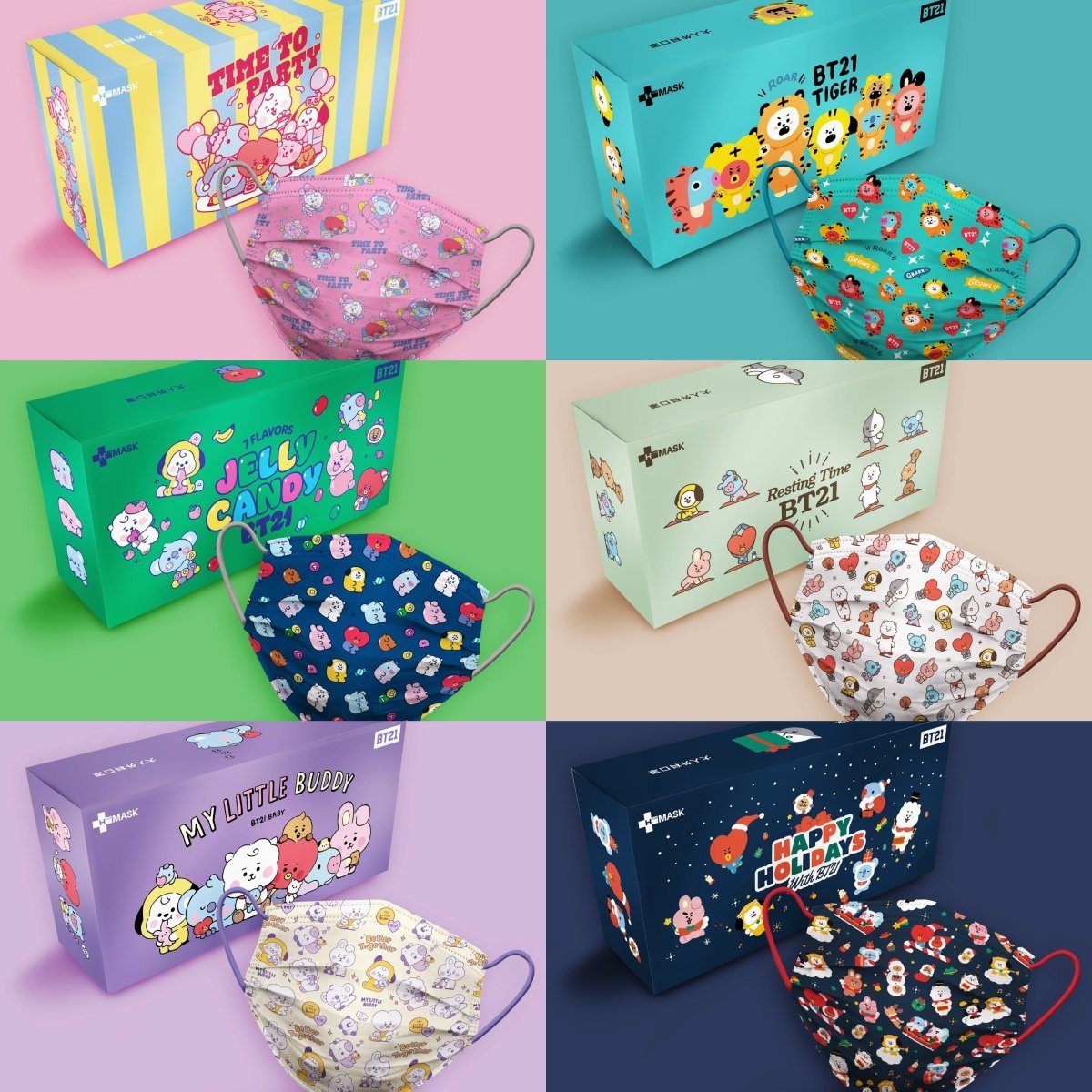 [BT21 HONGKONG] Official BT21 Disposable Mask Box 15ea (BFE+PFE+VFE ...
