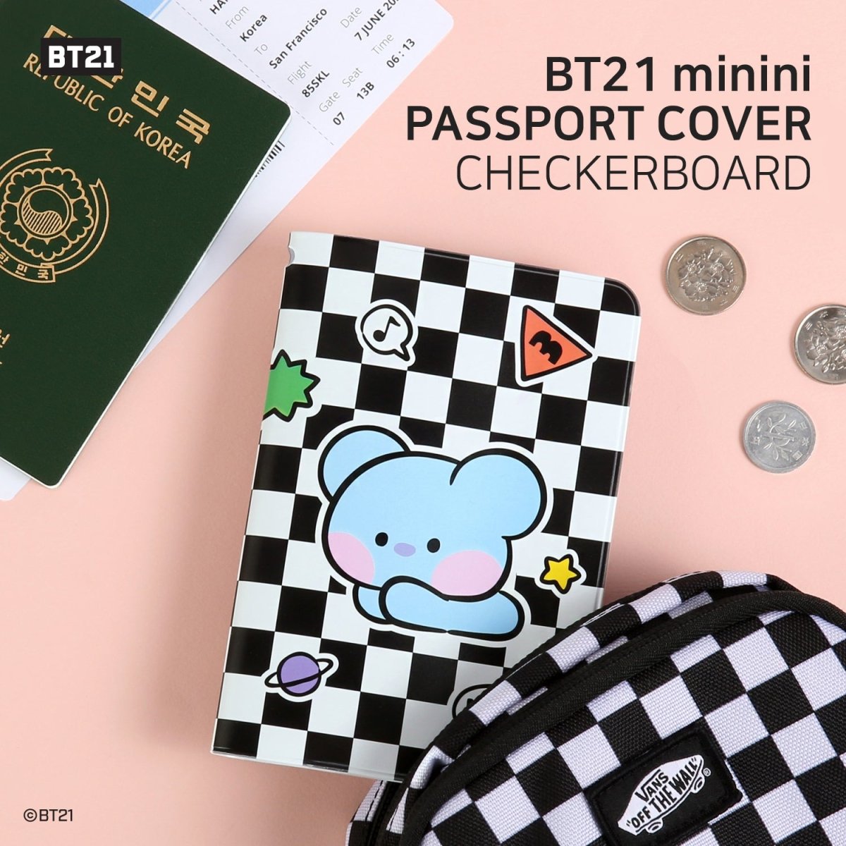 BT21 Minini Official Passport Cover Checkerboard – K-STAR