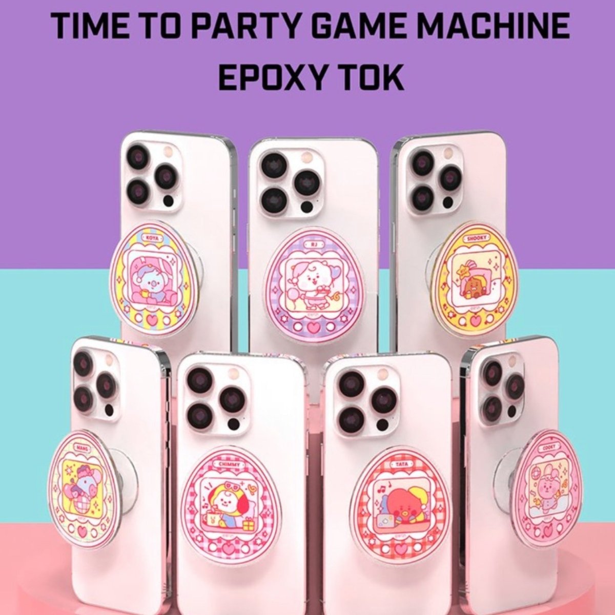 BT21 Official Time to Party Game Machine Epoxy Tok Griptok / Phone Soc ...