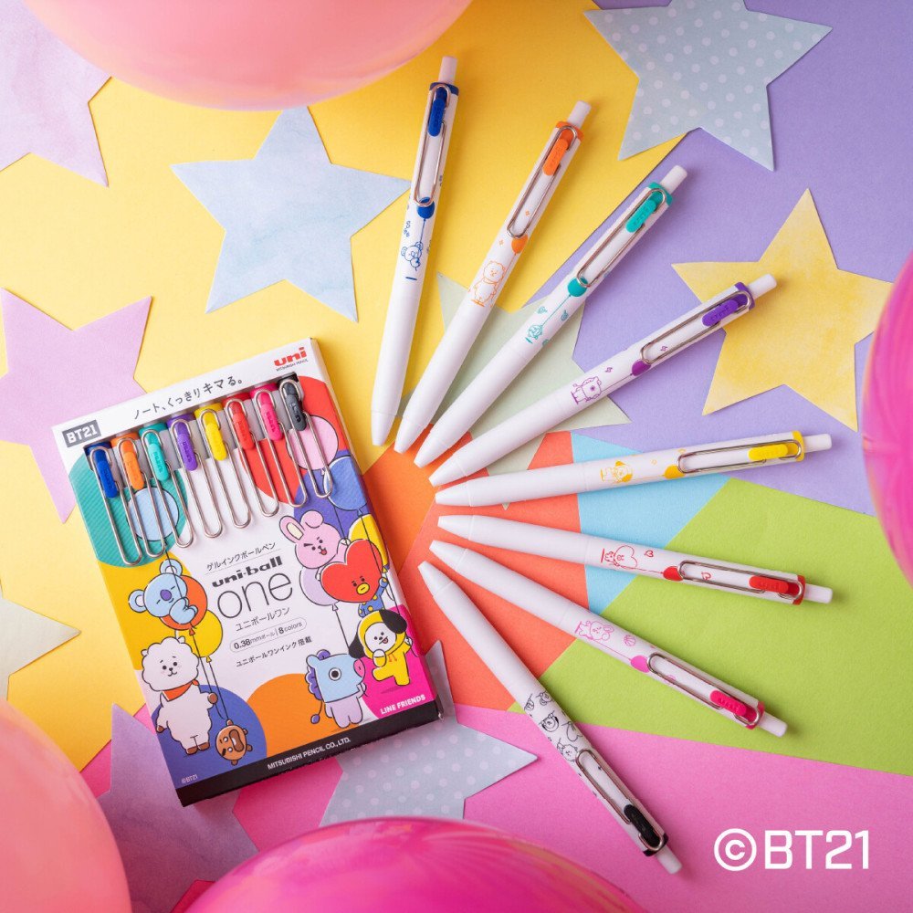 BT21 Official UNI-BALL 0.38mm 8 Colors SET – K-STAR