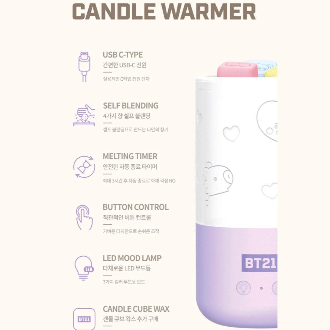 [LINE X BT21] BT21 Baby Candle Warmer Moodlight + Refill – K-STAR