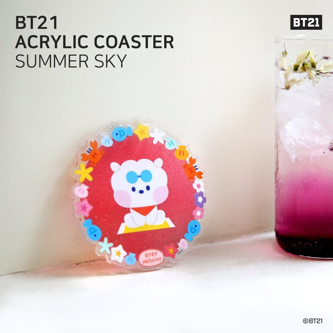[LINE X BT21] BT21 Minini Summer Sky Acrylic Coaster – K-STAR
