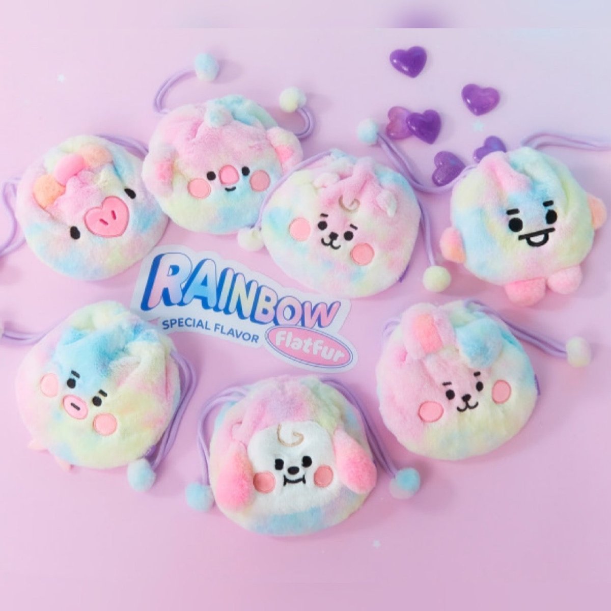 [LINE X BT21] BT21 String Pouch Rainbow Fur Series – K-STAR